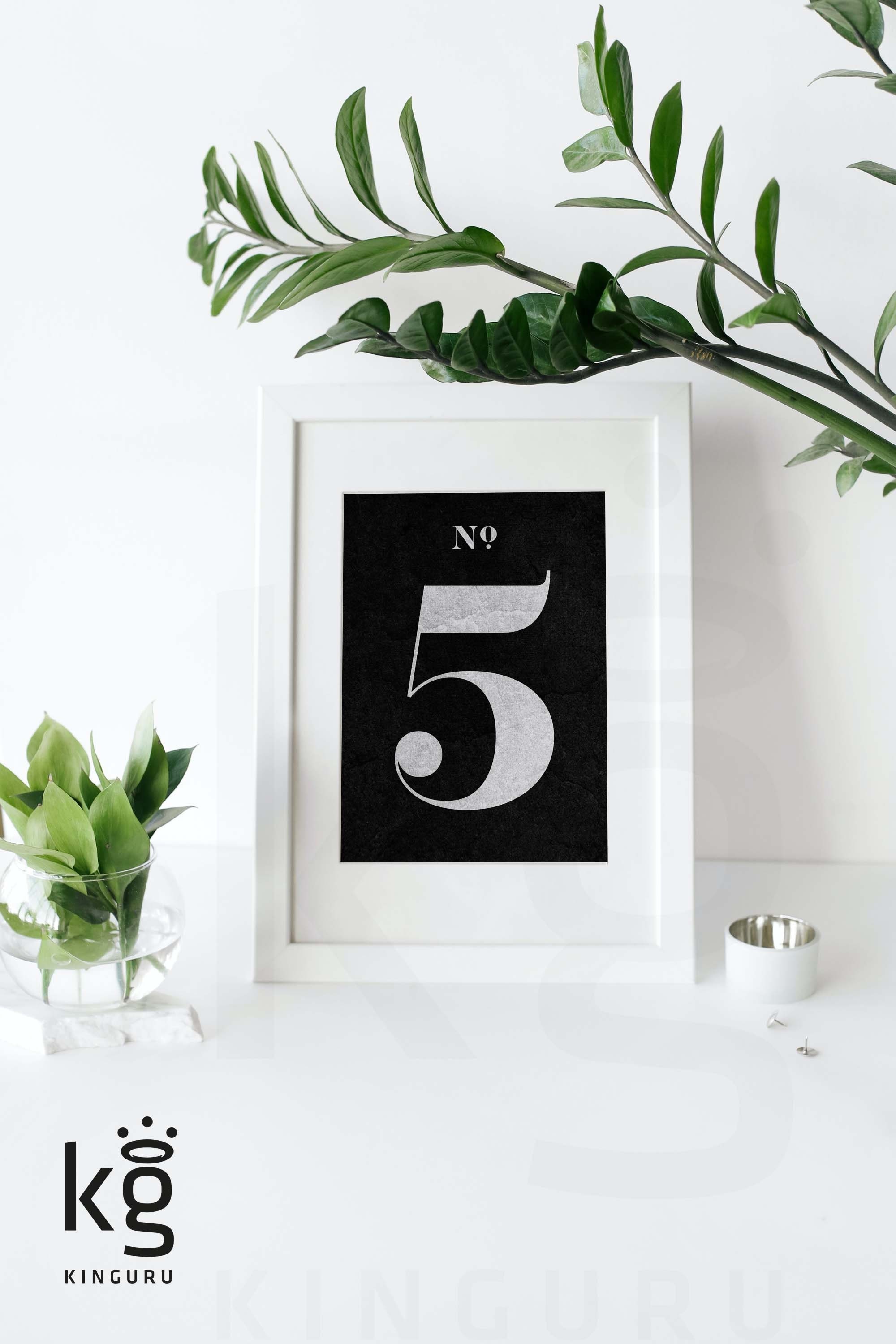 Number Print. 5. FIVE. Modern Typography. Minimalist Wall Decor. High ...