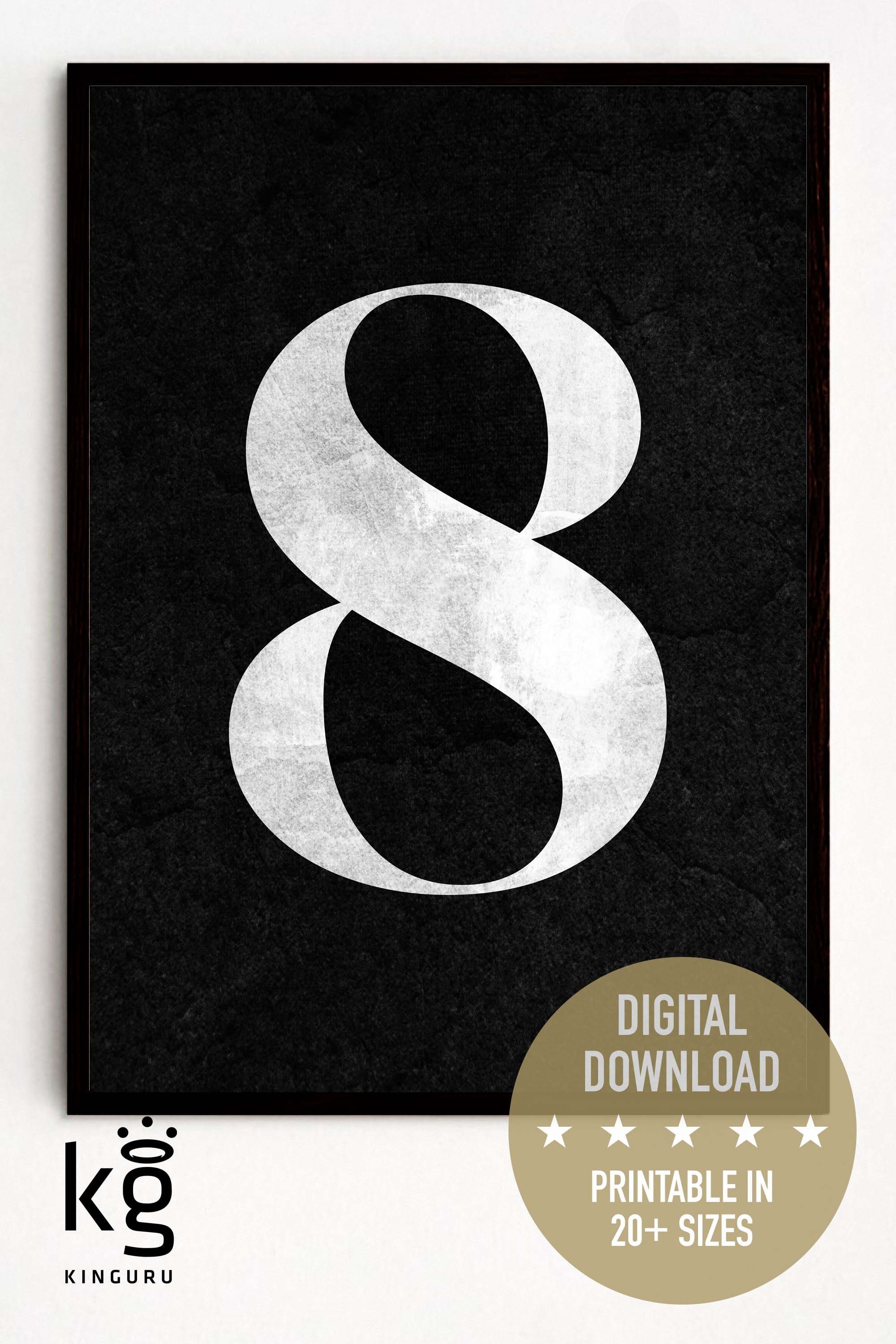 Number Print. 8. EIGHT. Modern Typography. Minimalist Wall Decor. High ...