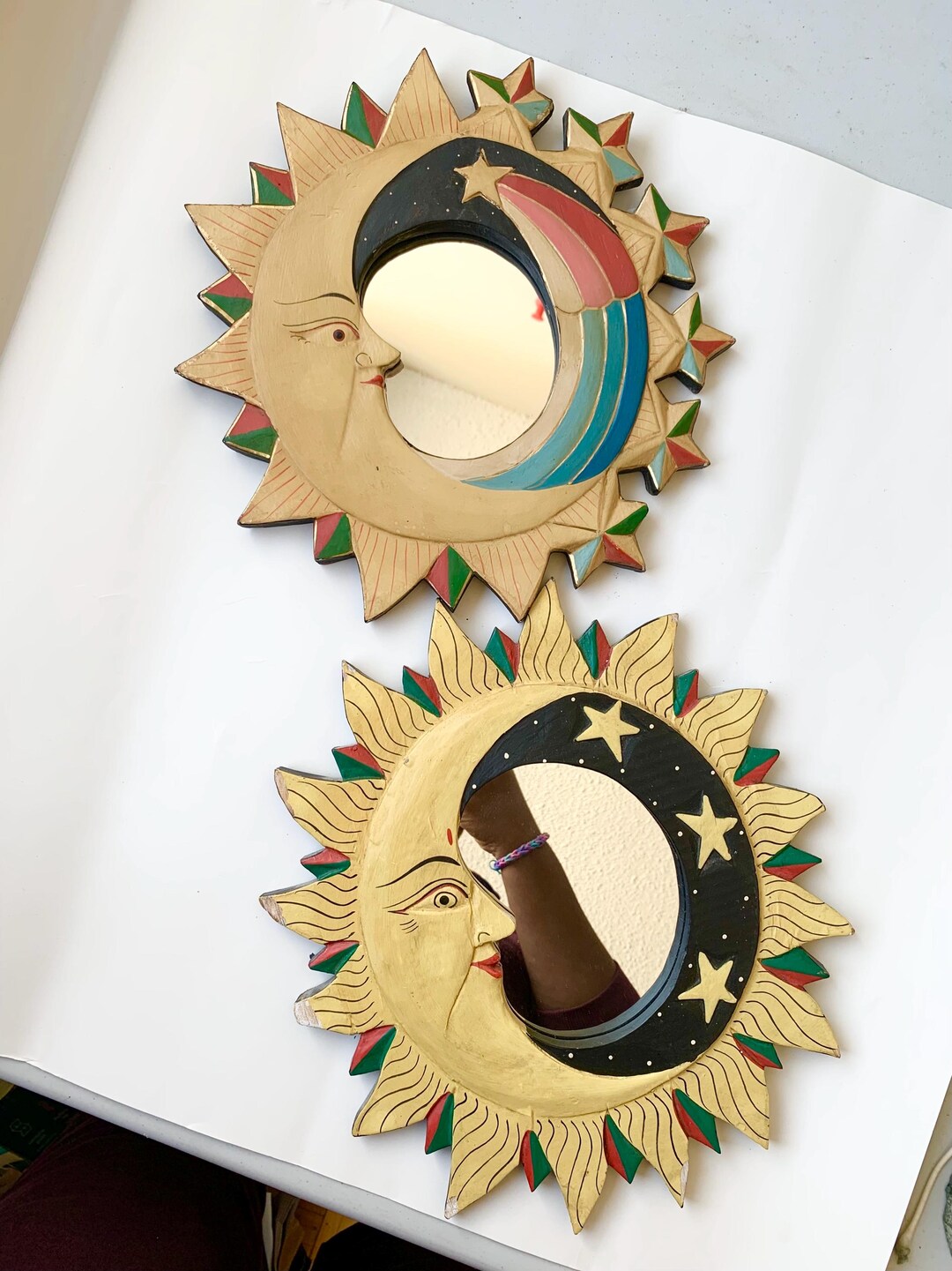 Celestial Wall Mirror. Retro Sun Moon Stars Mirror. Handmade Mirror ...