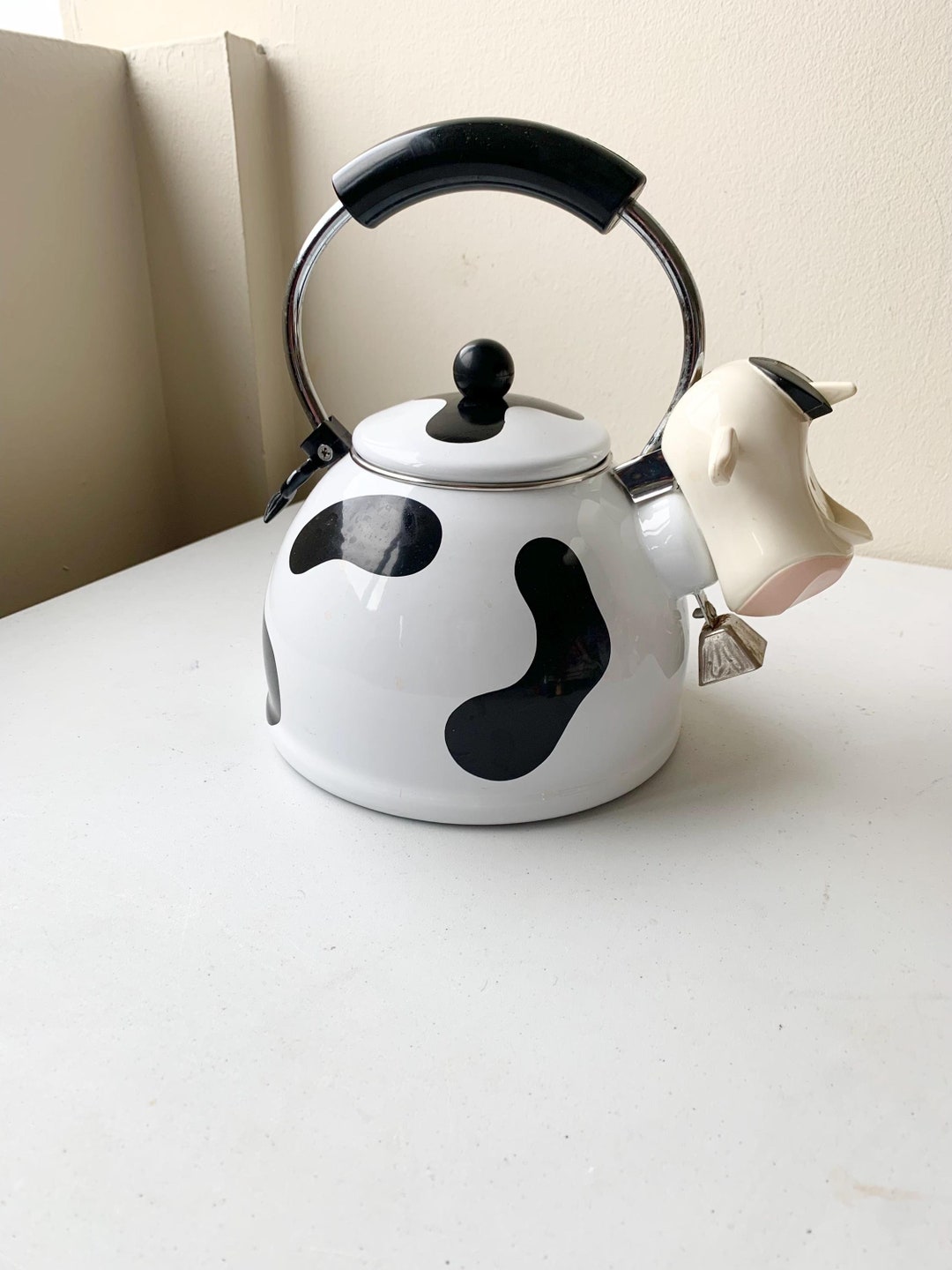 Vintage Kamenstein Cow Whistling Enamel Tea Kettle. 1992 Cow Tea Kettle ...