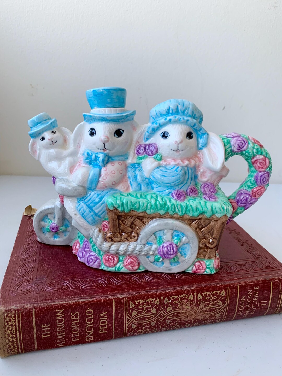 Vintage Ceramic Bunny and Family Teapot - Etsy