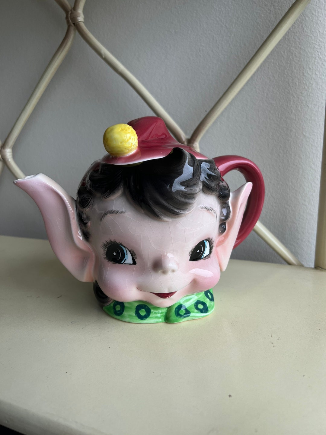 Vintage Elf Teapot. Lefton Teapot. ESD 6976. Pixie Christmas Knee Hugger. Decor 1950s Kitsch ...