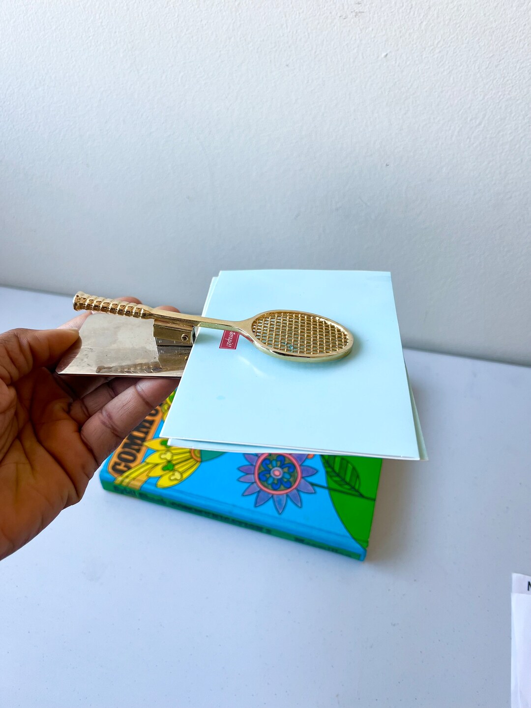 Brass Tennis Racket Letter Clip. Note Holder. Home Decor. Letter Holder ...