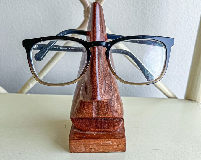 Vintage Wooden Glasses Holder, Nose Shaped Eyeglass Stand Holder ...