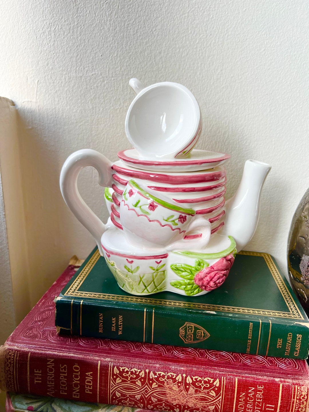 Whimsical Stacked Teacup Teapot: Vintage Ceramic Cardinal Inc. - Etsy