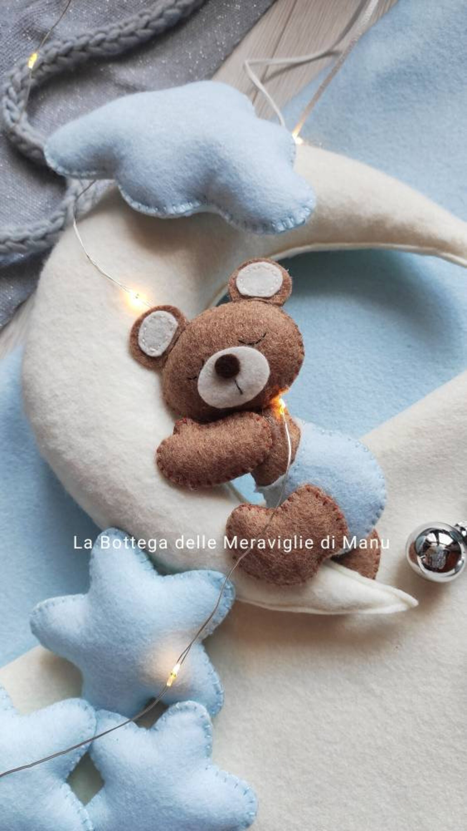 Fiocco Nascita bambino feltro Orsetto addormentato sulla luna - Etsy Italia