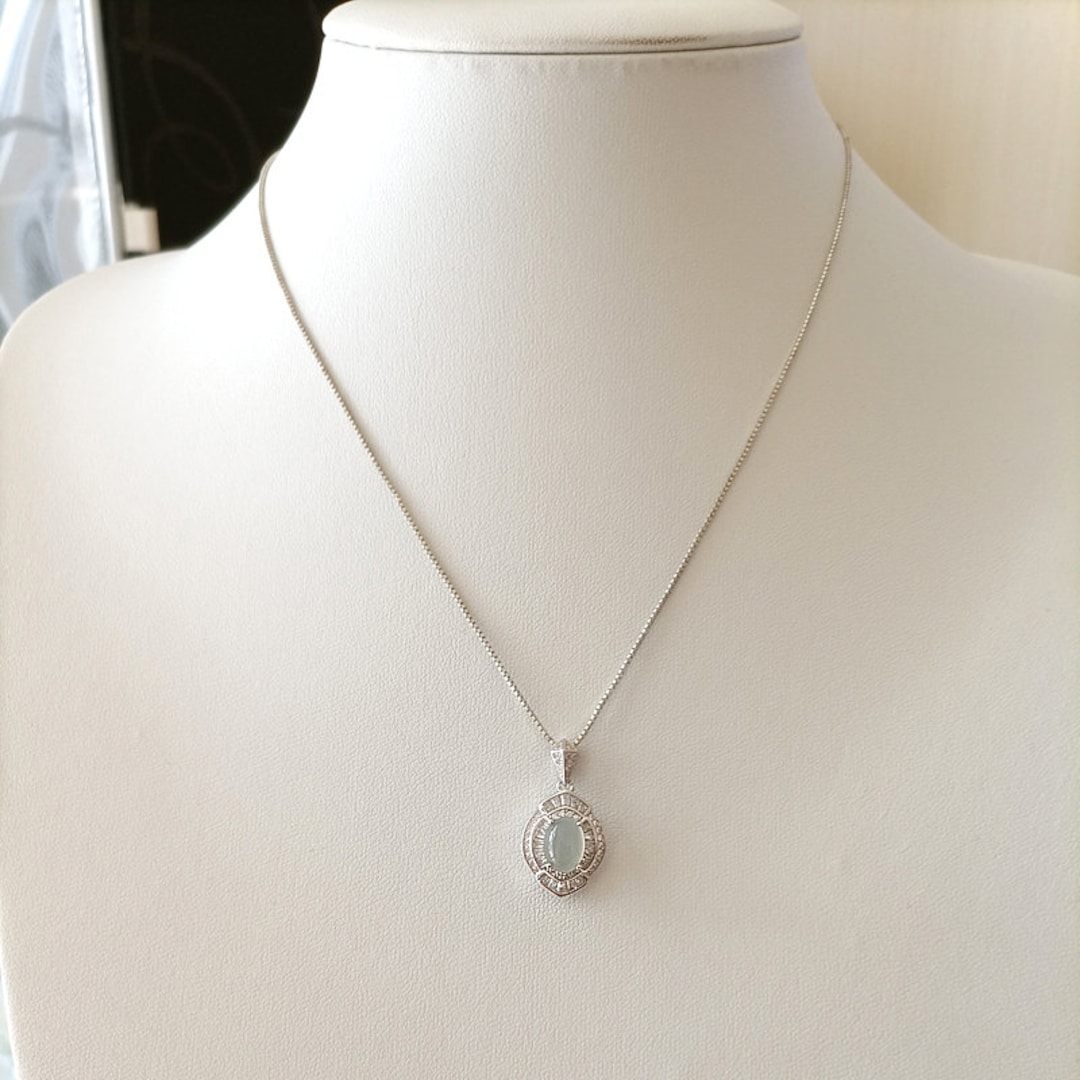 Convex Circle Jade Necklace Old Pit White Ice Translucency Untreated ...