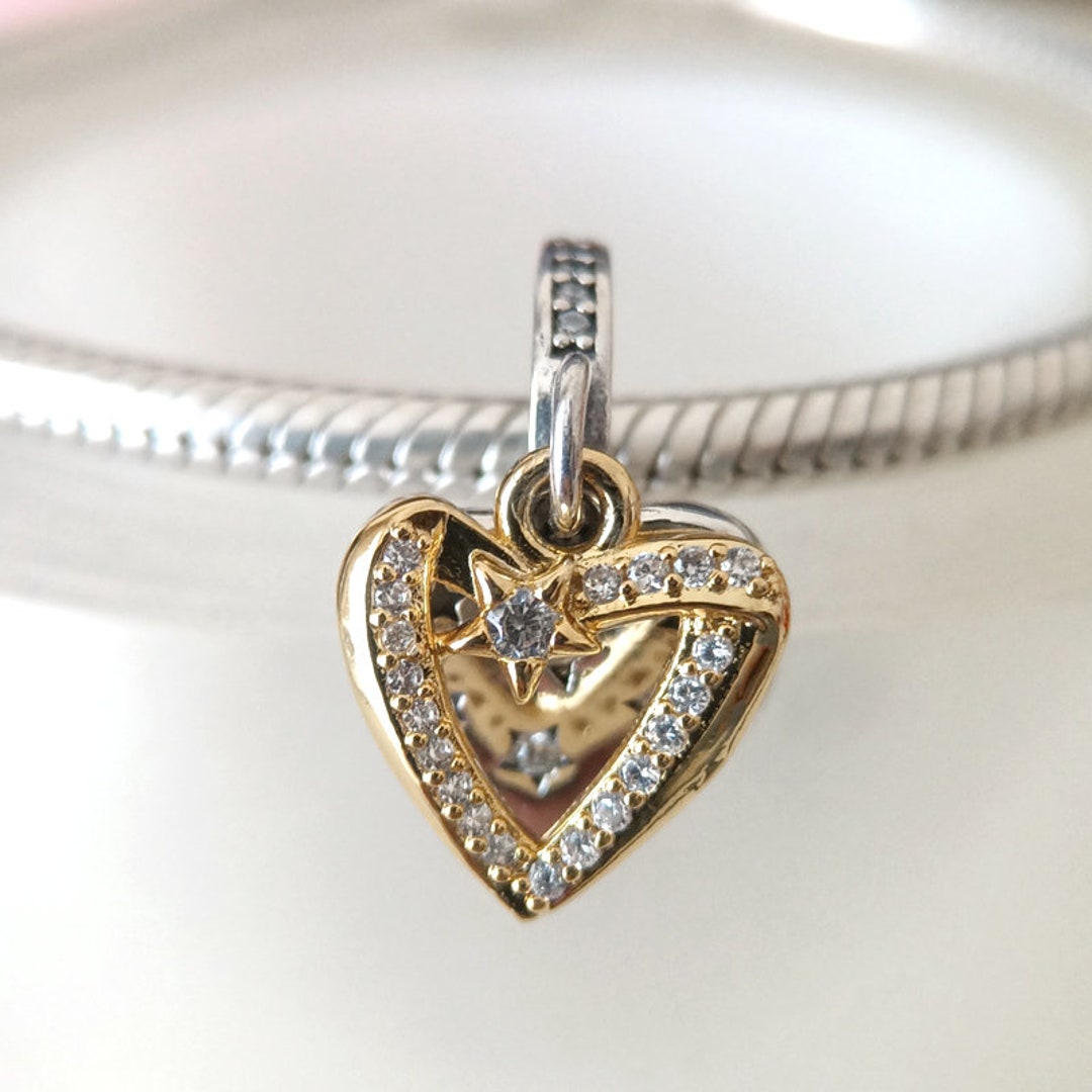 Shooting Star Hearts Double Dangle Charm Fits Pandora Bracelet/gift for ...