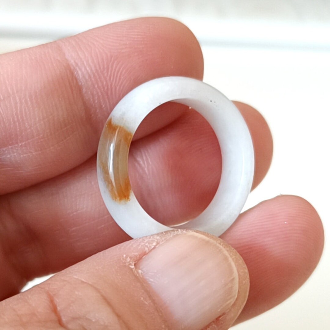 7 3/4US Jade Ring Burma Natural Grade A High Quality White Red Jade ...