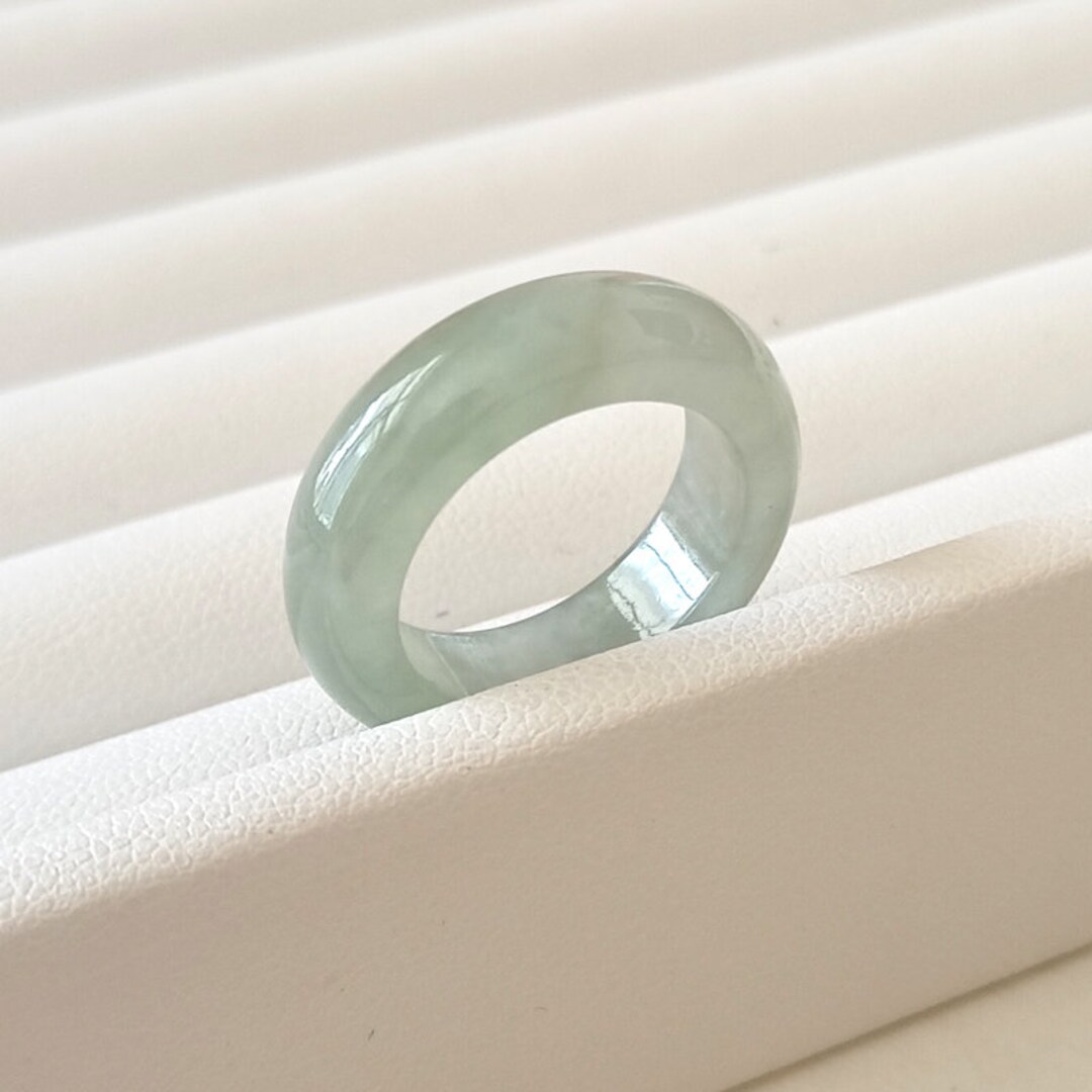 6 3/4US Jade Ring Translucent Ice Shallow Lake Green Jadeite Rings for ...