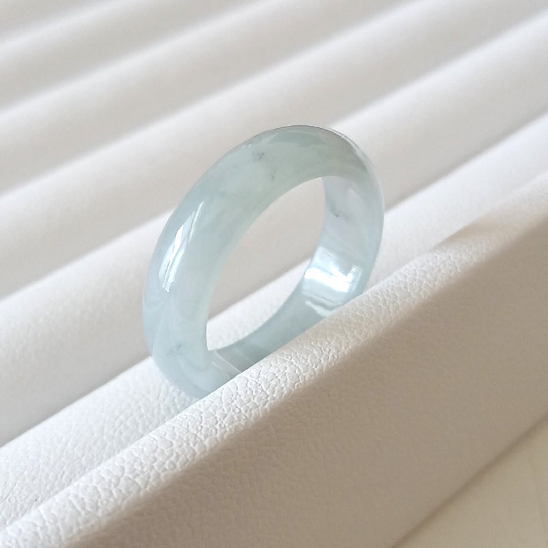 8US Jade Ring Translucent Light Sky Blue Jade Ring for Woman Burma ...