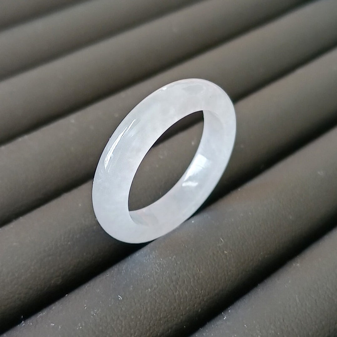 8US Jade Ring for Woman Icy White Translucency Jade Ring Burma Natural ...