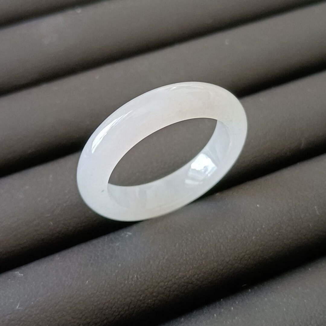 8 1/4US Old Pit Jadeite Jade Ring Glue Embellish Transparent White Jade ...