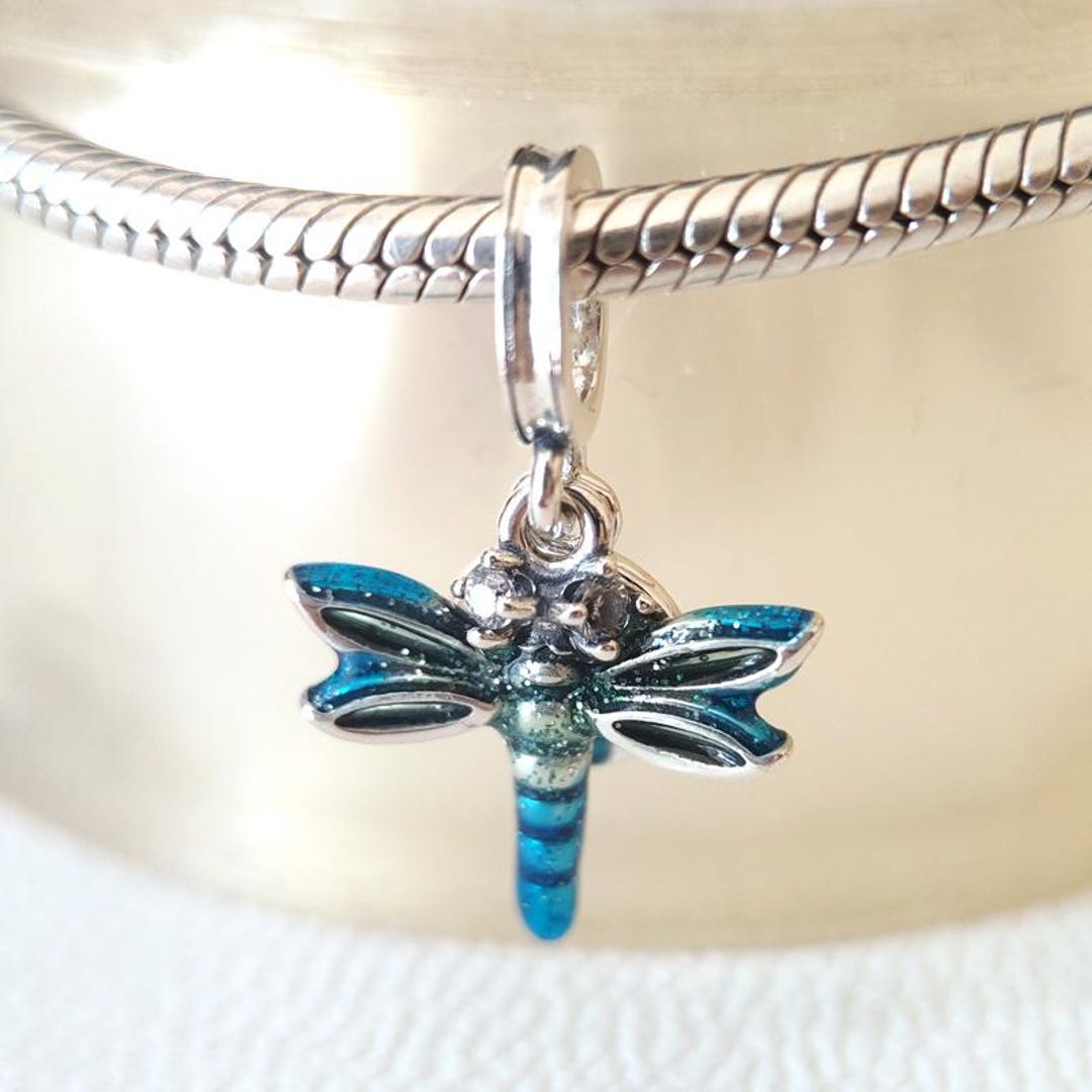2025 NEW Blue Dragonfly Double Dangle Charm for Pandora Bracelet/gift ...