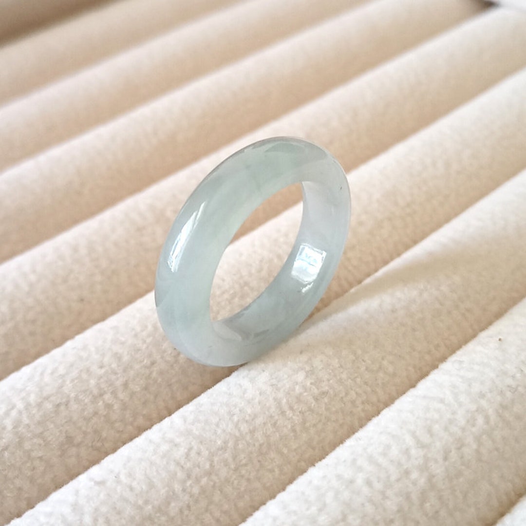 US7 1/4 Jadeite Jade Ring Icy Transparent Old Pit Lake Water Blue Jade ...