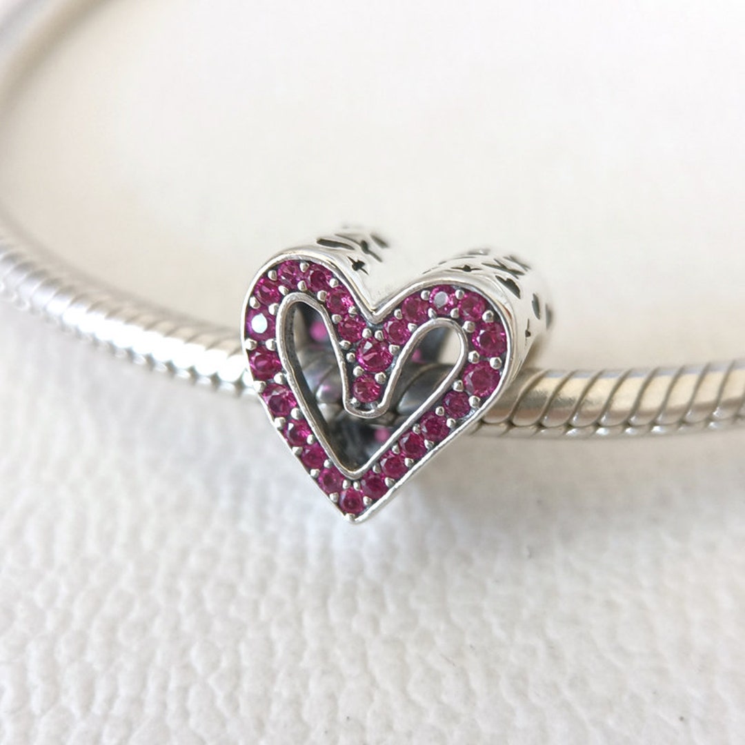 Freehand Red Heart Charm Charm for European Charm Bracelet/gift for Her ...