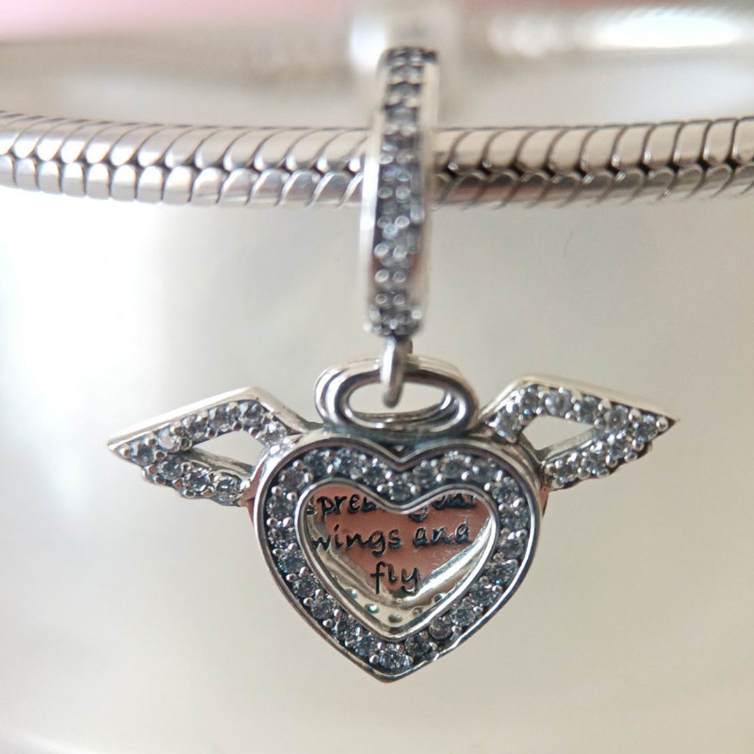 Heart & Angel Wings Dangle Charm Fits Pandora Bracelet/gift for Her ...