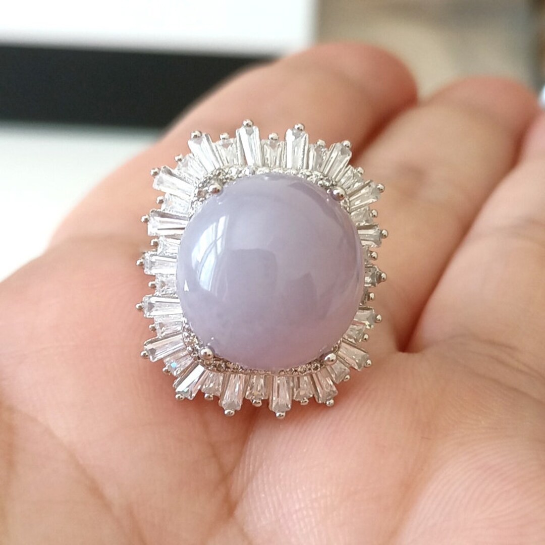 Deep Purple Jadeite Jade Ring 925 Silver Jadeite Jewelry Purple ...