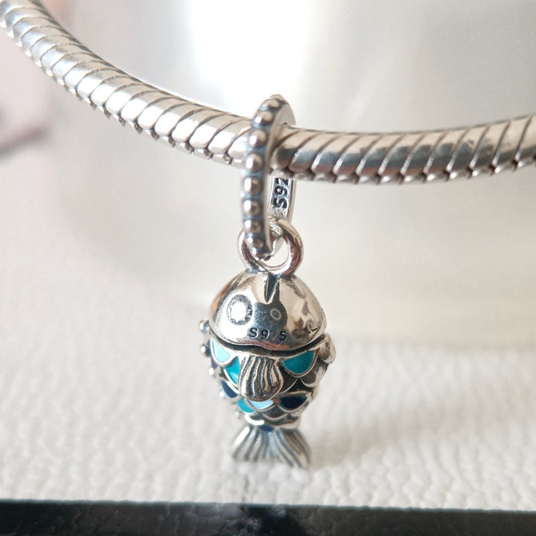 Ocean Blue Scaled Fish Dangle Charm for Pandora Bracelet/gift for Her ...