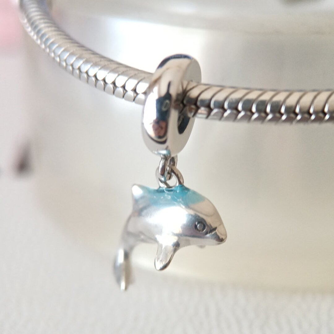 Blue Dolphin Dangle Charm/charms for Pandora Bracelet/gift for Her/fashion Jewelry for Women 925 ...