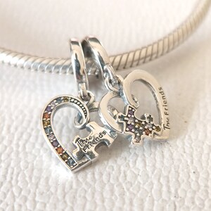 Puzzle Piece Hearts Splittable Friendship Dangle Charm Fits European ...