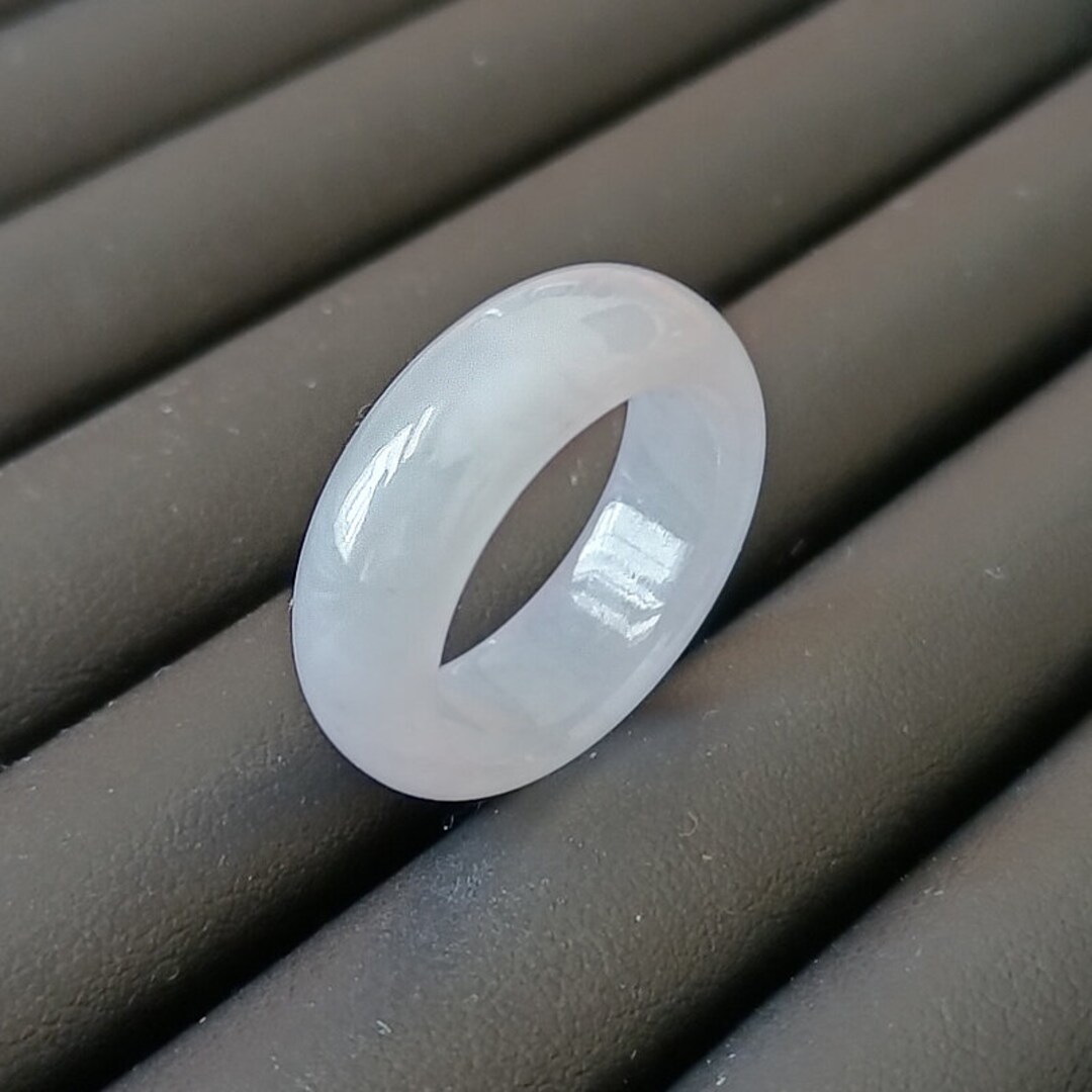 7 1/4US Jade Ring Old Pit Transparent Light Blue Gray Jade Ring Burma ...