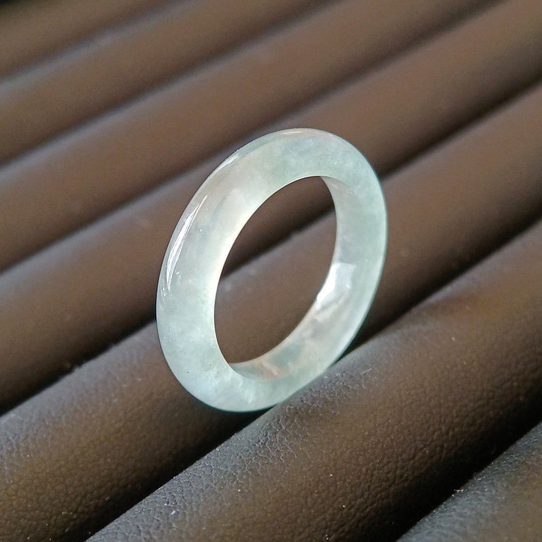 5 1/2US Burma Jade Rings Translucent High Ice Grey Blue Jadeite Rings ...