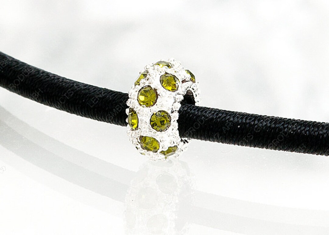 5x Module Beads Metal Roundel With Rhinestone, Sliding Beads ...