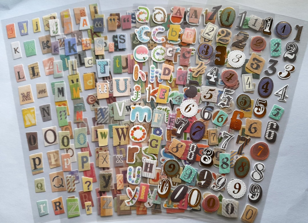 Retro Alphanumeric Stickers: Golden Scrapbooking Embellishments (3/6 ...