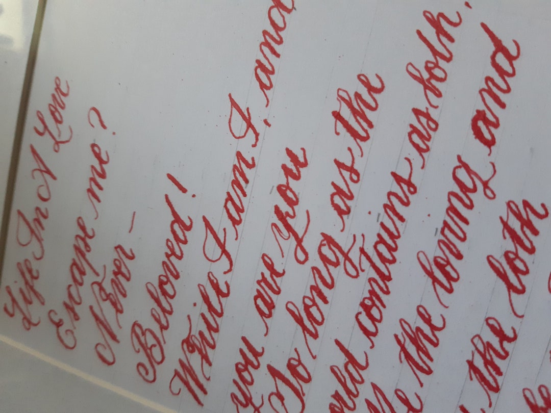 Poetry, Handwritten With Pointed Pen, With Frame, Ready to Hang, - Etsy