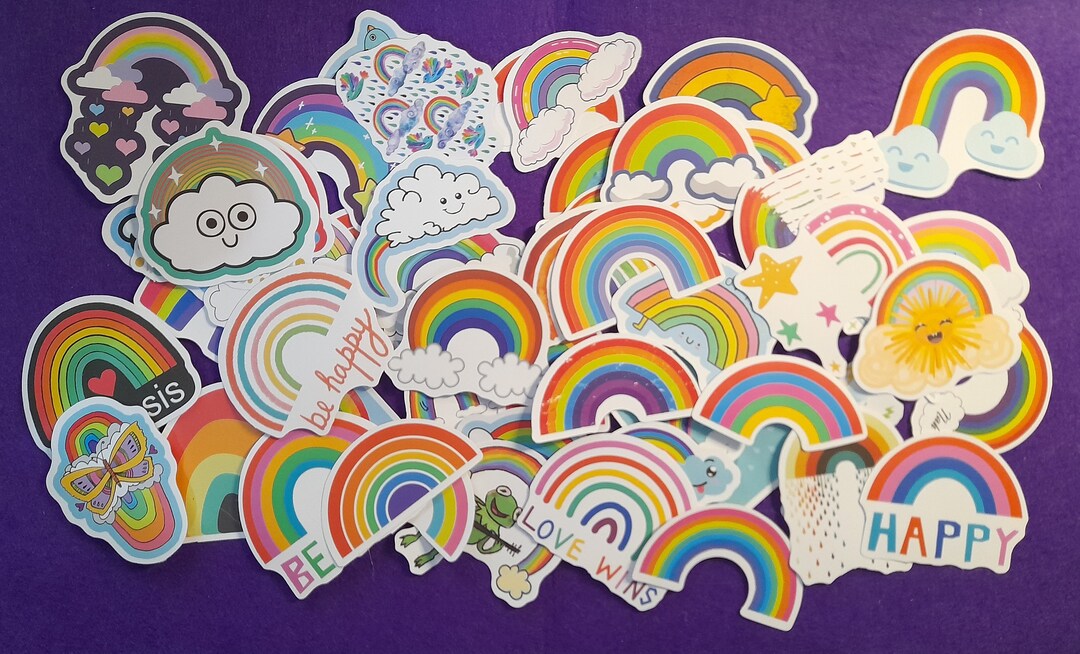 Rainbows Stickers, Rainbows Cartoons, Happy Stickers Set of 25/50 ...