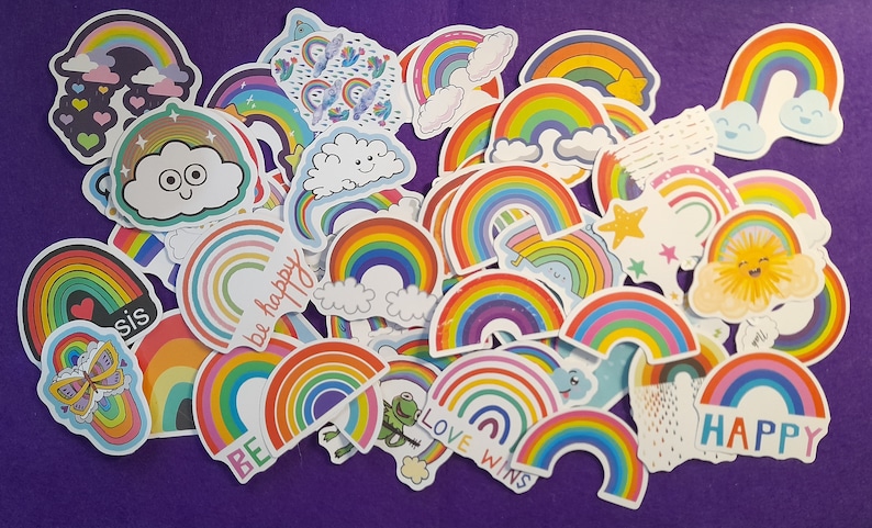 Rainbow Stickers: Happy Cartoon Decals for Laptop, Phone, Car (25/50 ...