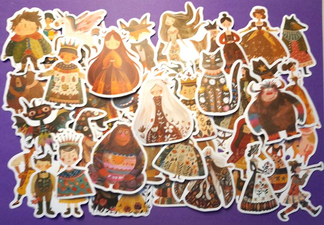 Fairy Tale Character Stickers: 50-piece Waterproof Vinyl Decals - Etsy