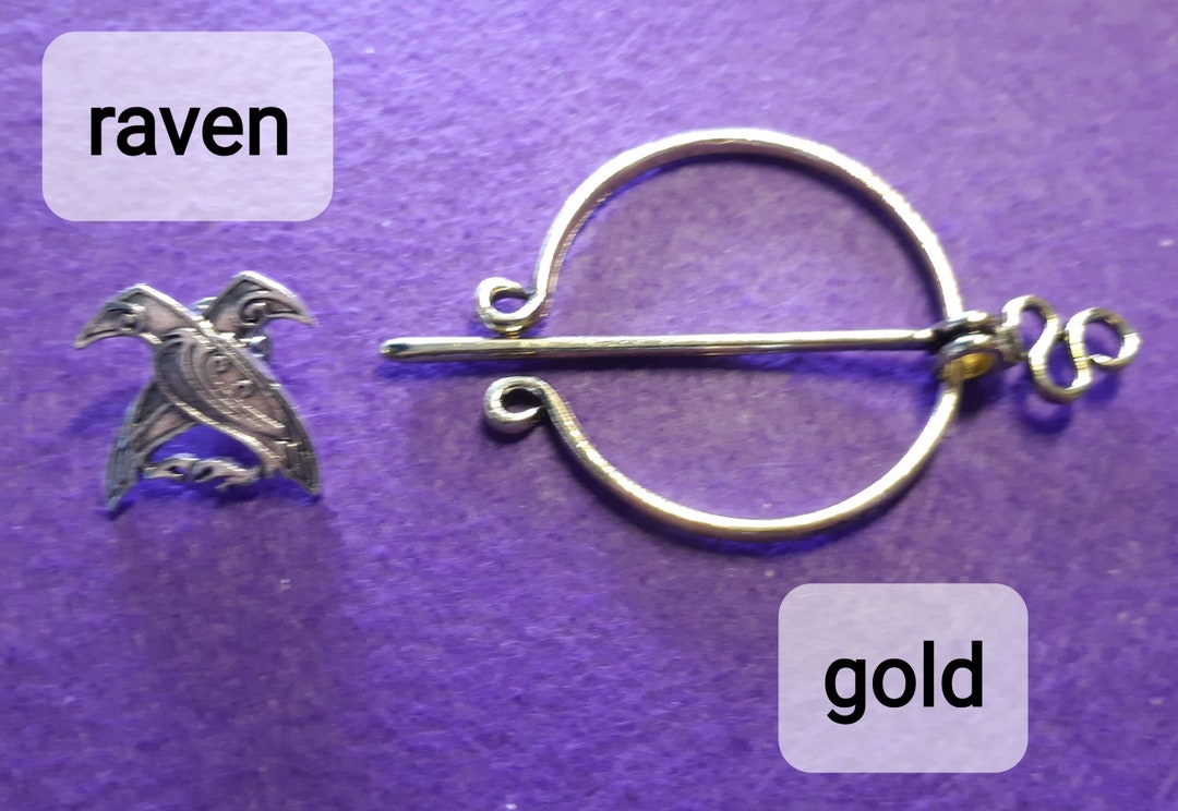 Norse Viking Odin's Raven Pin - Gold Circular Brooch Pin - Viking ...