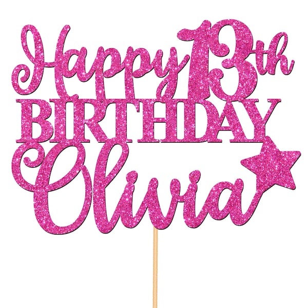 Personalised Happy Birthday Glitter Cake Topper By Cakeshop Custom
