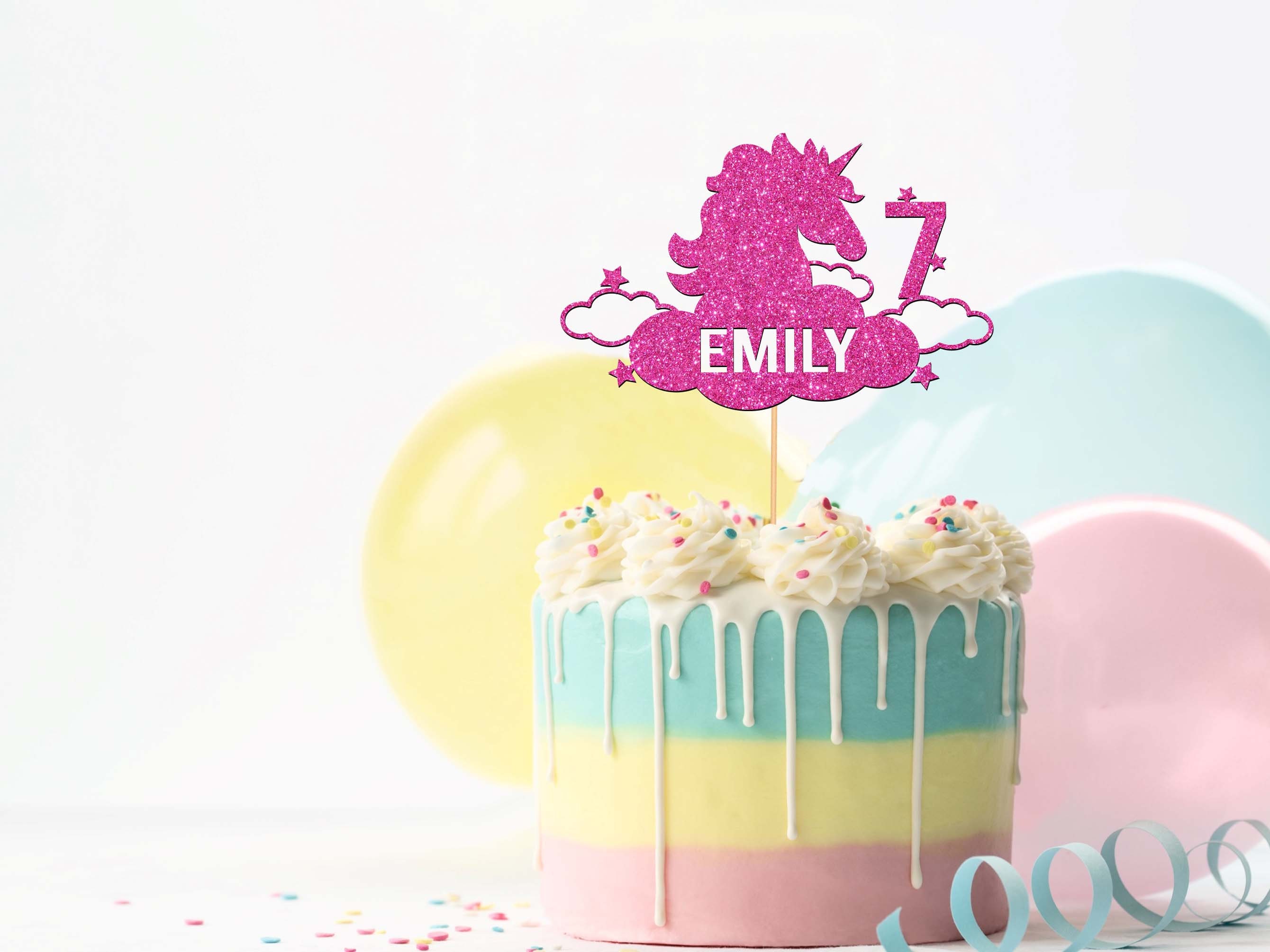 Custom 7th Birthday Cake Topper Personalised Name Cake Decorations for ...
