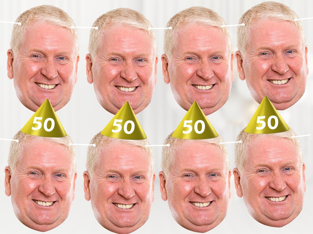 Custom Photo Face Bunting Banner Cutout 50th Birthday Party Decorations ...