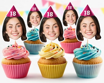 18th Cupcake Topper 18 Happy Birthday Cupcake Cake Toppers Any Colour ...