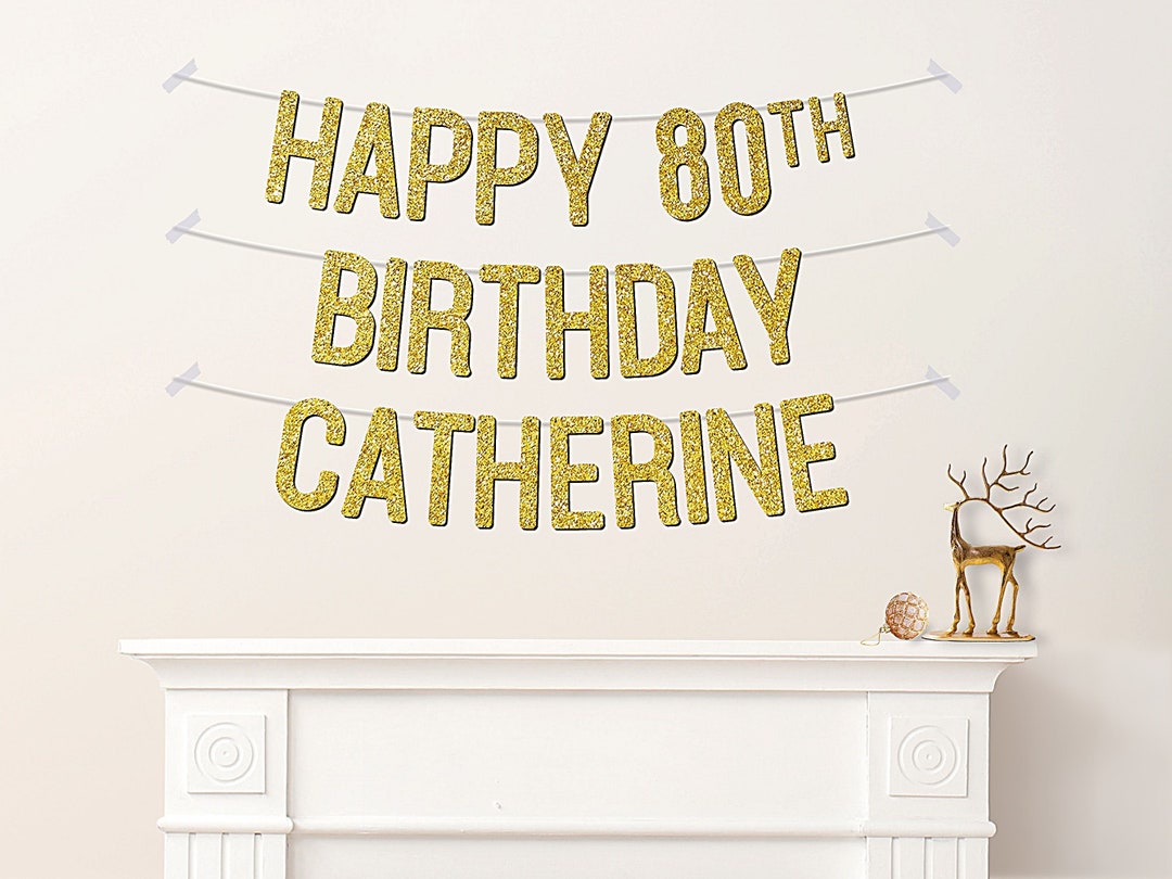 Custom 80th Birthday Banner Personalised Words Party Decorations for ...