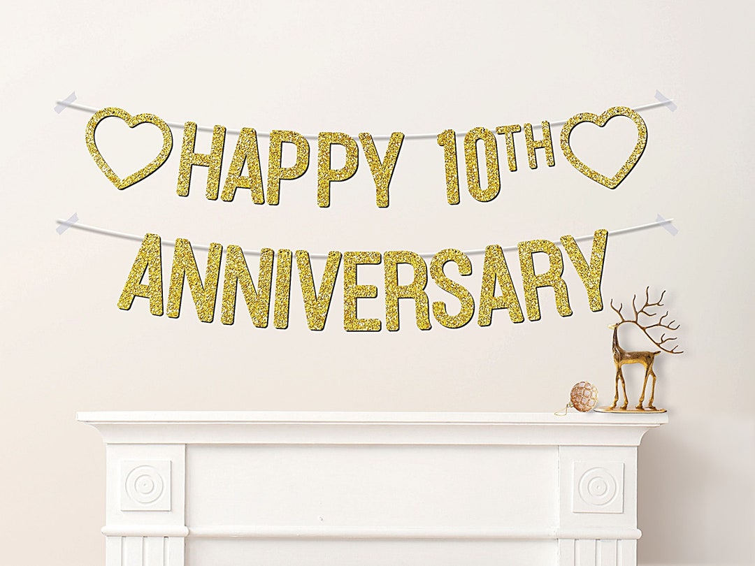 Custom 10th Anniversary Banner Personalised Words Party Decorations Any ...