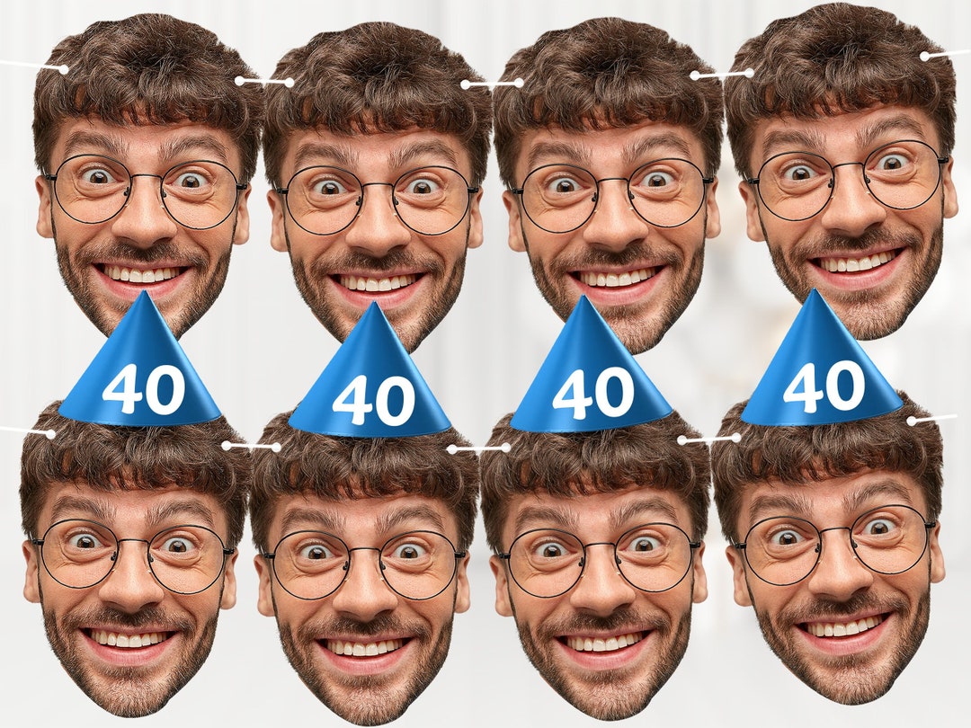 Custom Photo Face Bunting Banner Cutout 40th Birthday Party Decorations ...
