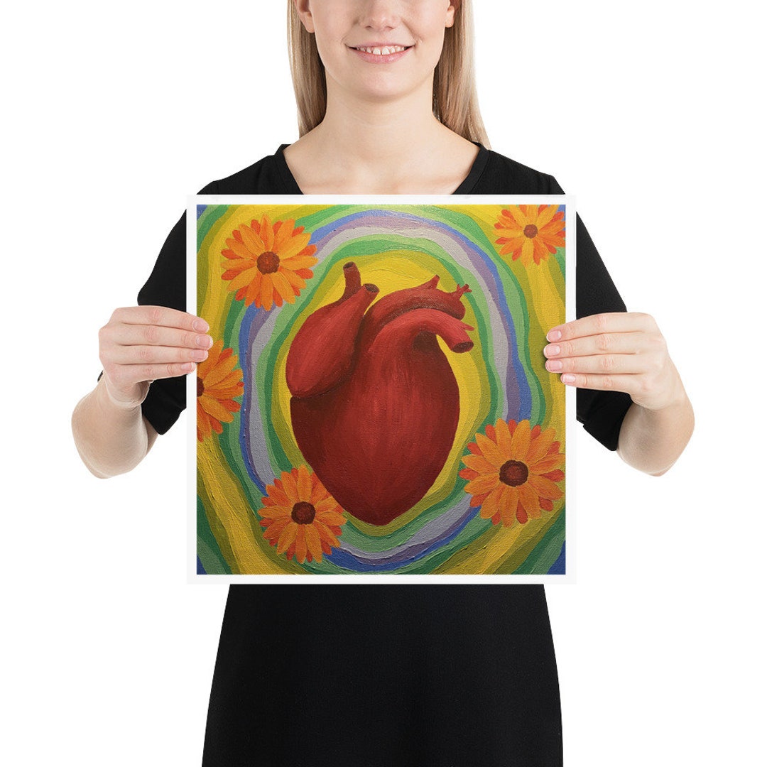 Psychedelic Heart Poster - Etsy