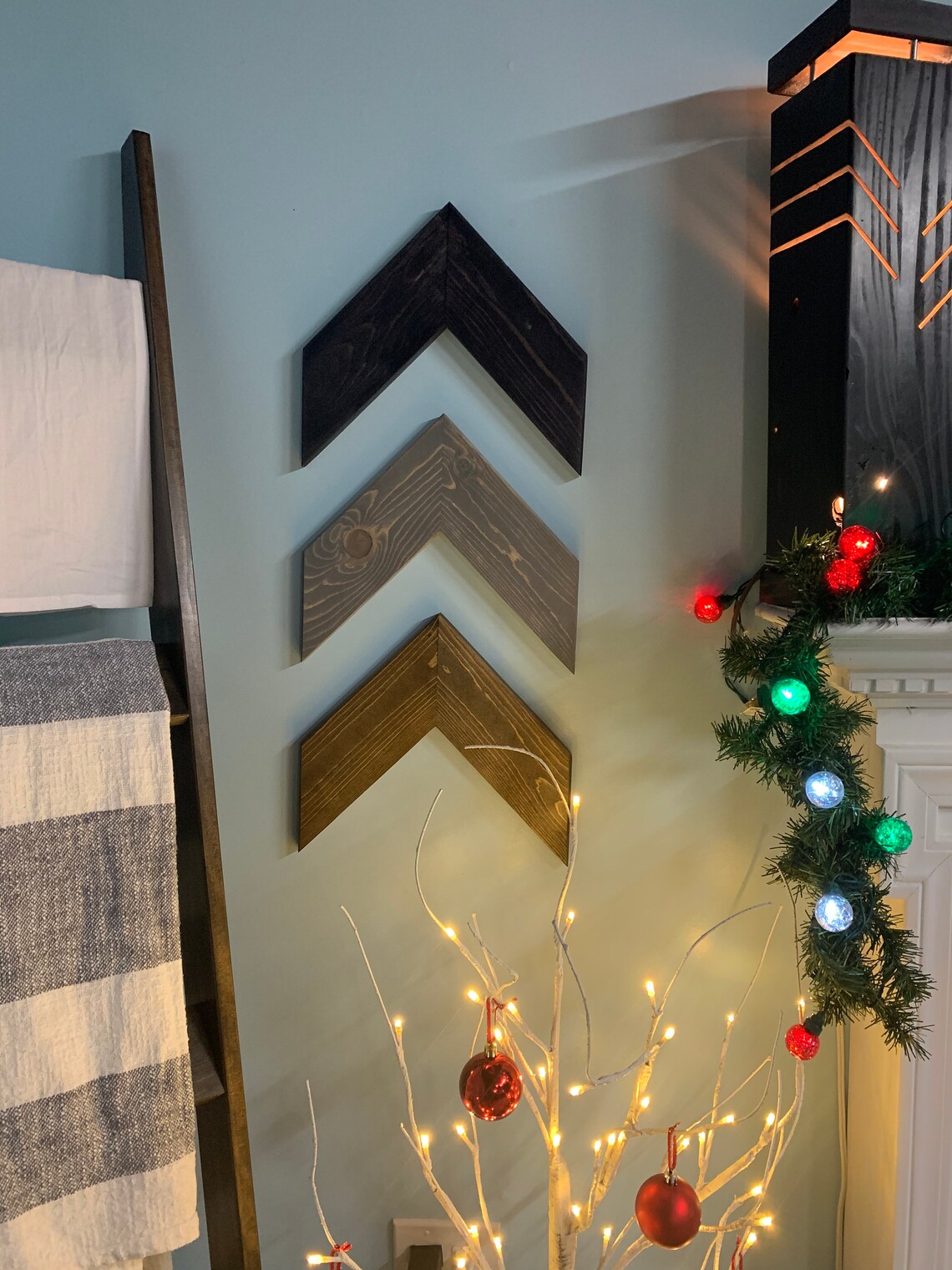 3 Piece Small Chevron Wall Art, Rustic Unique Home Decor, Wooden ...