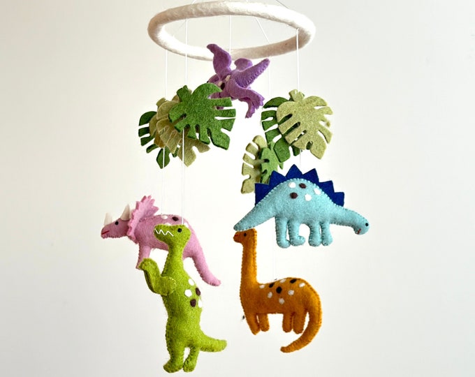 Dinosaur Mobile, Dino Nursery Decor, Personalized Mobile With Cute ...