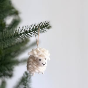 Felt Mini Sheep Ornament With a Hemp String Loop, Easter Basket Stuffer ...