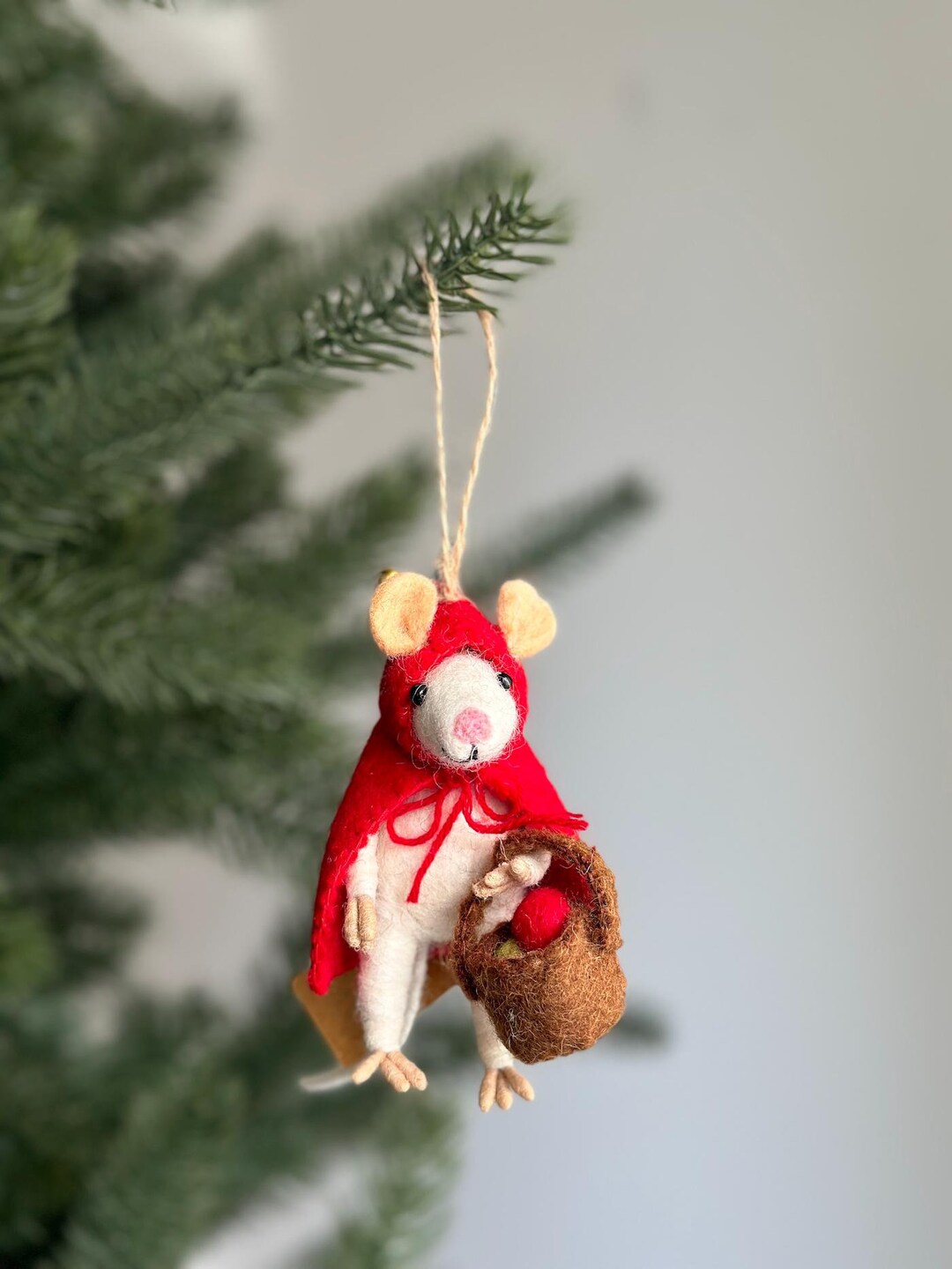 Little Red Mouse-ette Felt Ornament Ornament, Felt Mice Miniature ...