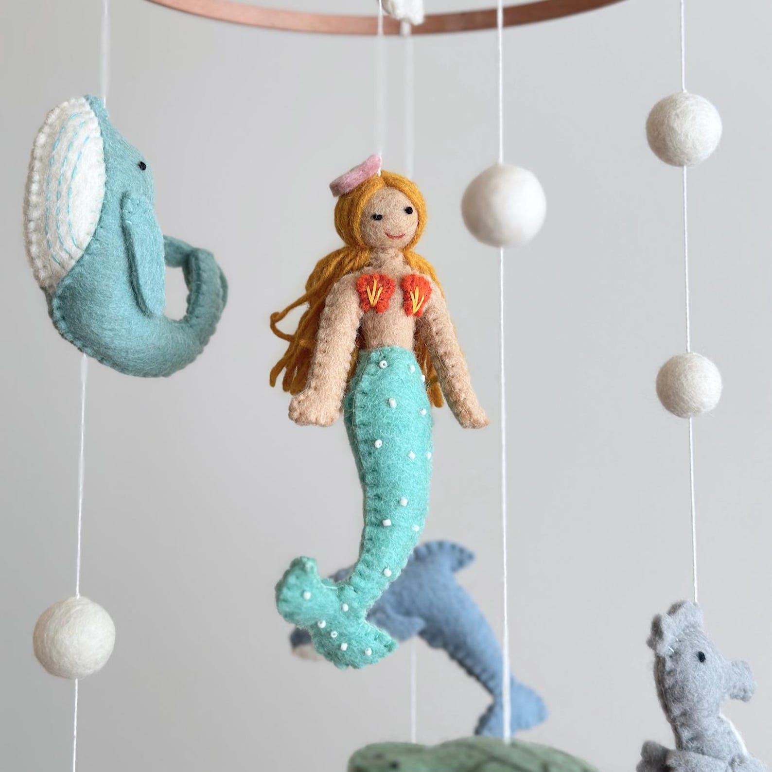 Felt Mermaid Baby Mobile for Nursery Decor, Under the Sea, Baby Shower ...