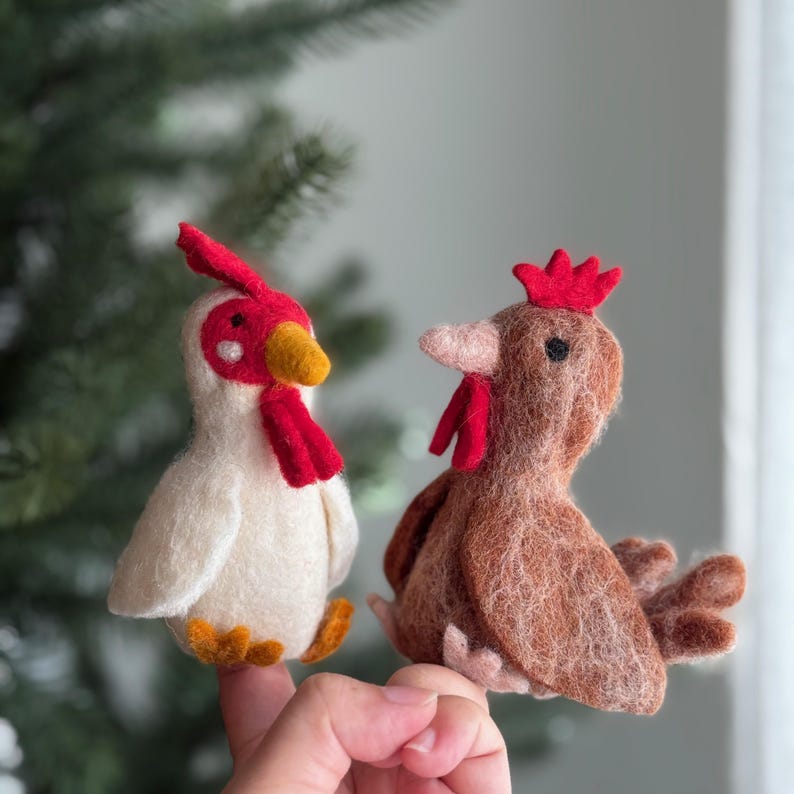 Chicken Finger Puppet, Easter Stocking Stuffer, Waldorf Toy, Speech ...