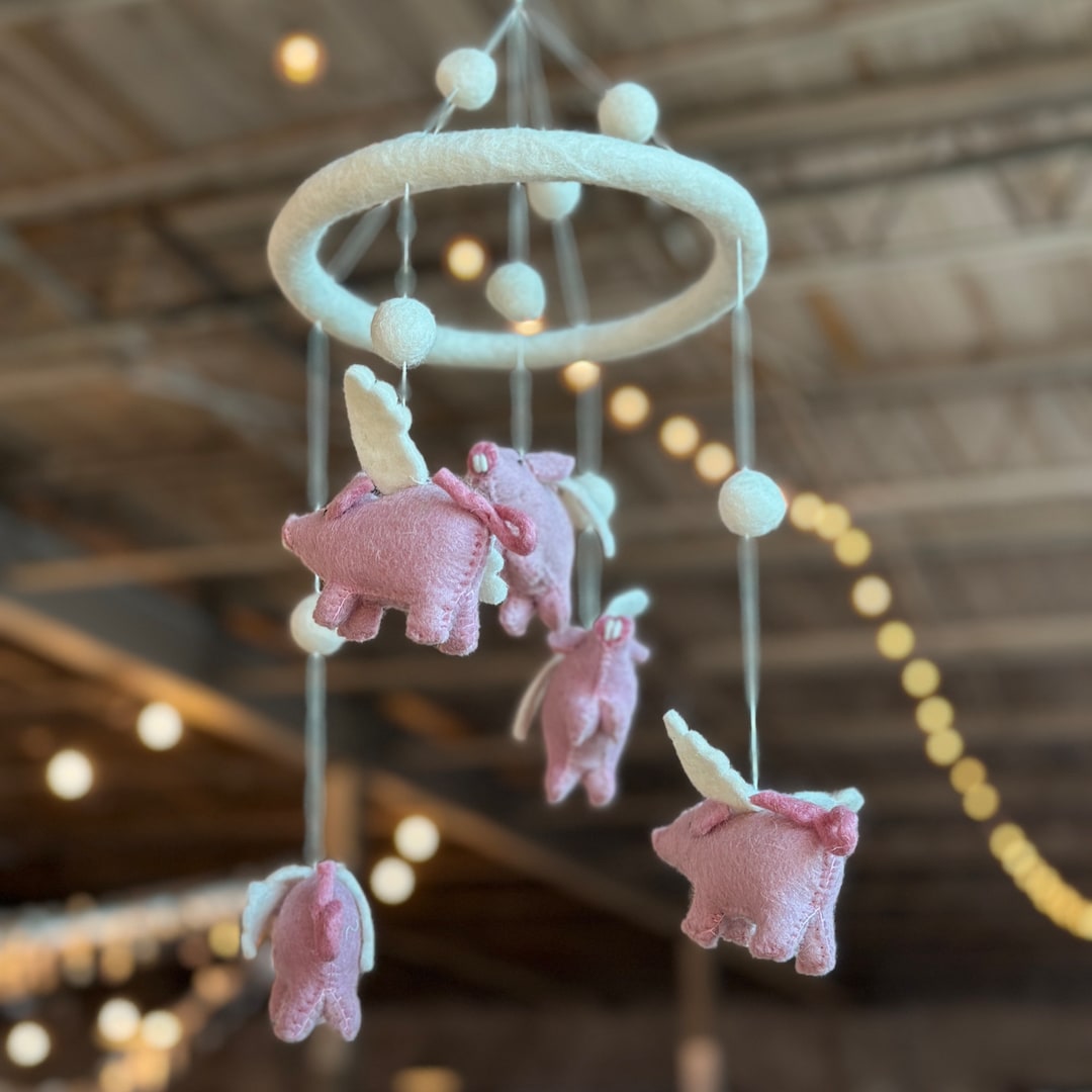 Flying Pig Baby Mobile Pink Pig Mobile Barnyard Baby Mobile - Etsy