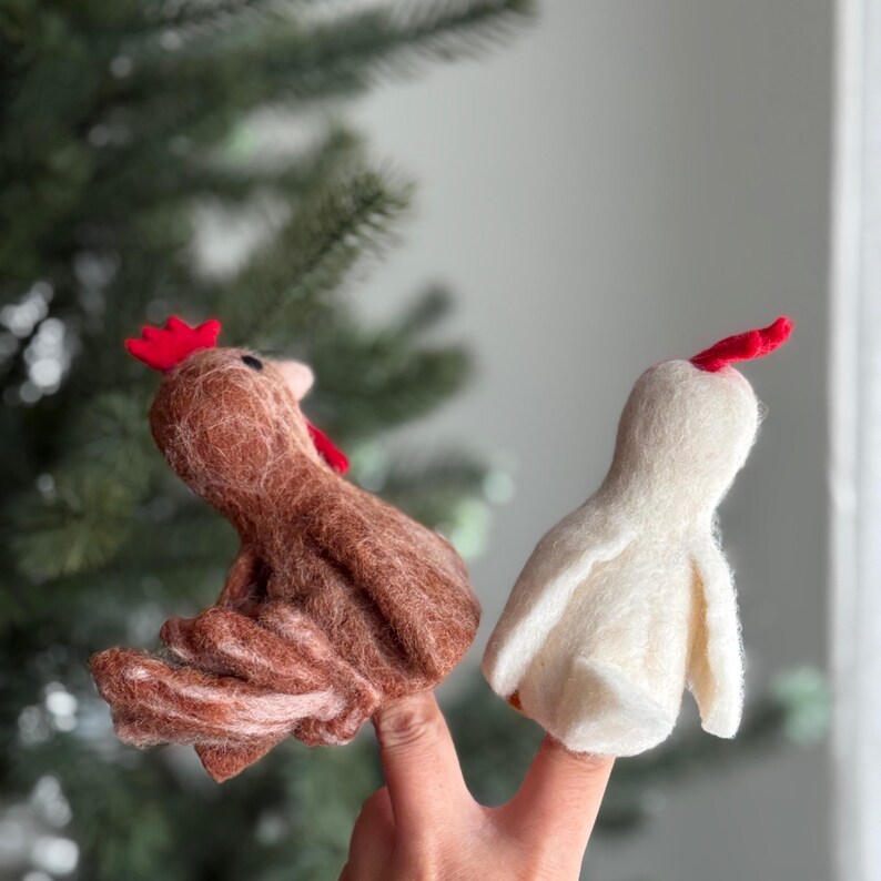 Chicken Finger Puppet, Easter Stocking Stuffer, Waldorf Toy, Speech ...